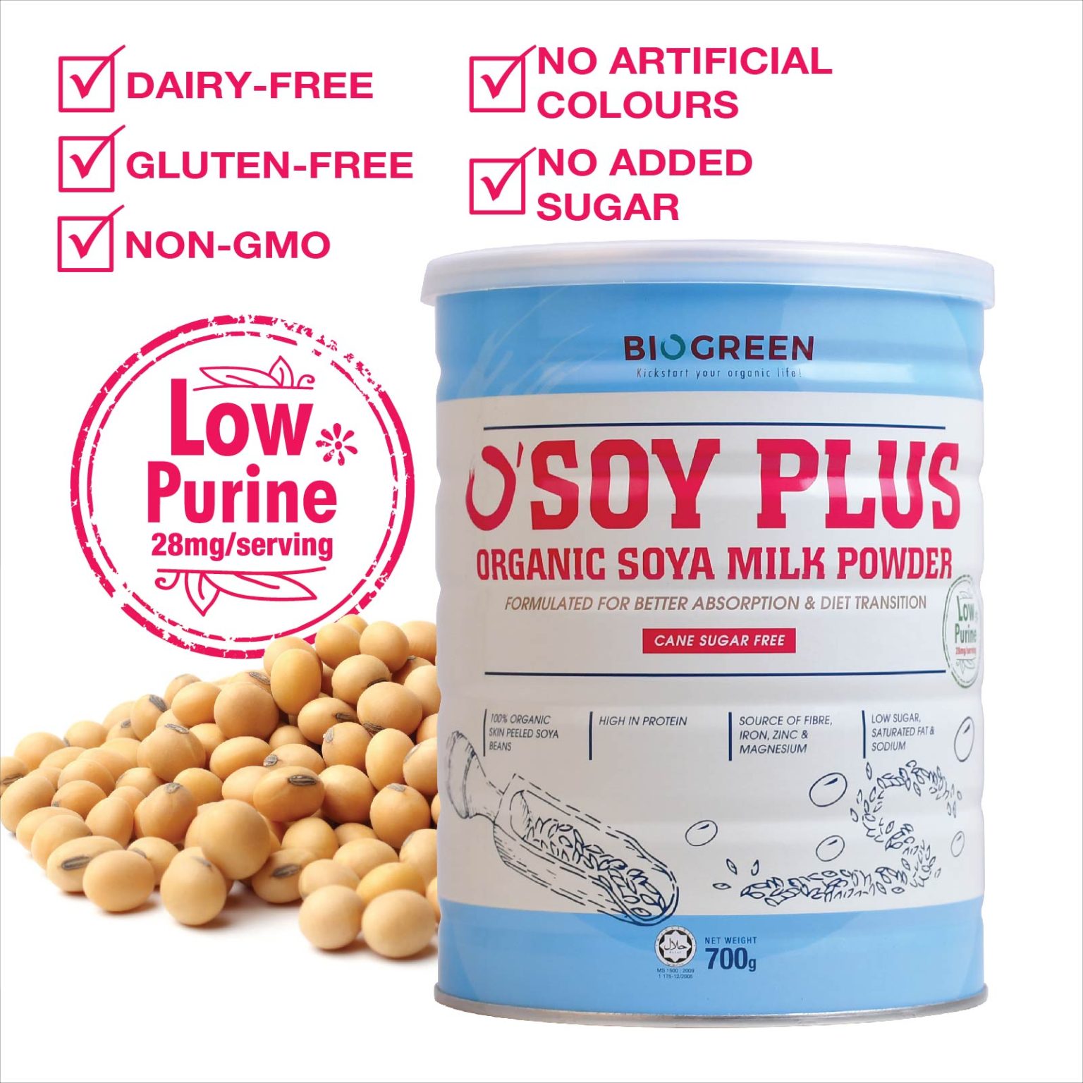 O’Soy Plus Organic Soya Milk Powder (Sugar free) – Organic and Nature Chain